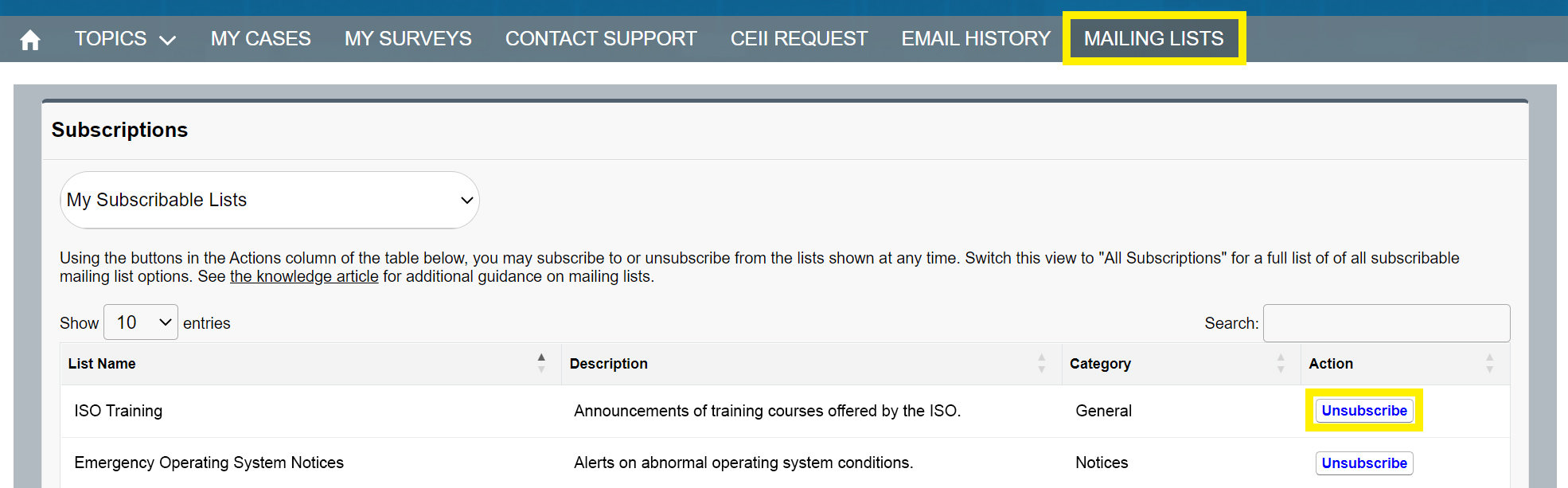How to manage your ISO mailing list subscriptions
